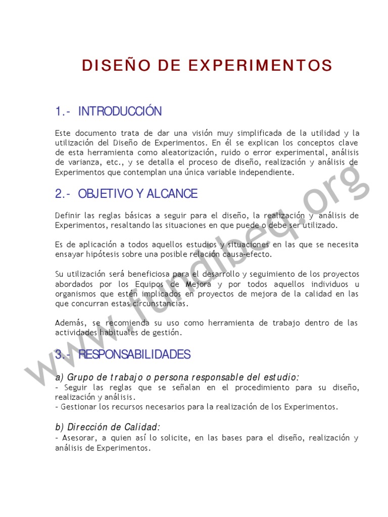Diseno de Experimentos | PDF | Análisis de variación | Variables ...