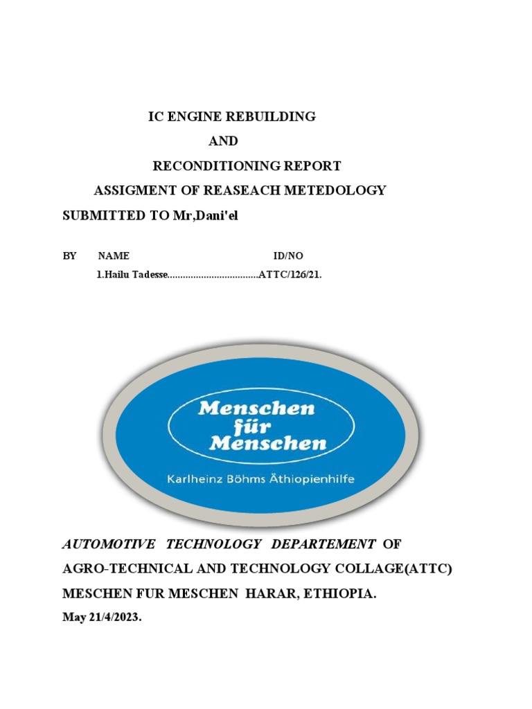 Ic Engine Rebuilding and Reconditioning Report | PDF | Engines ...