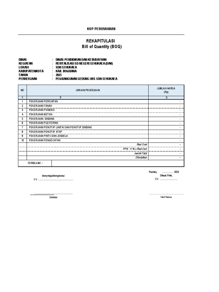 Contoh REKAP BOQ | PDF