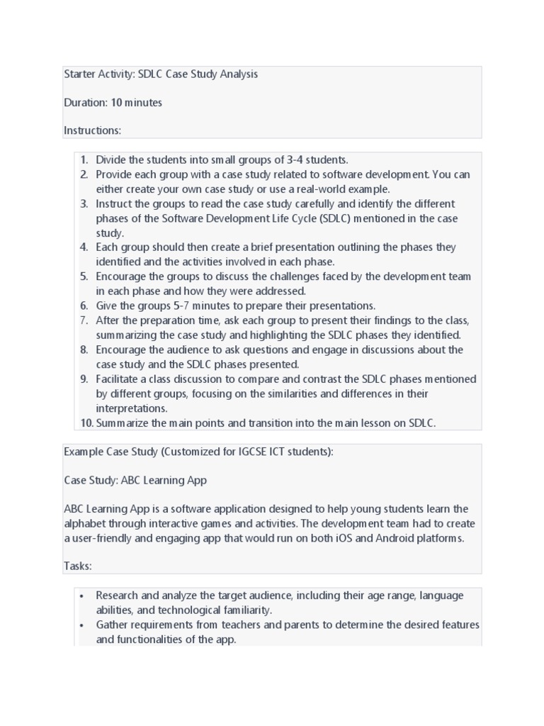 Starter Activity - SDLC | PDF