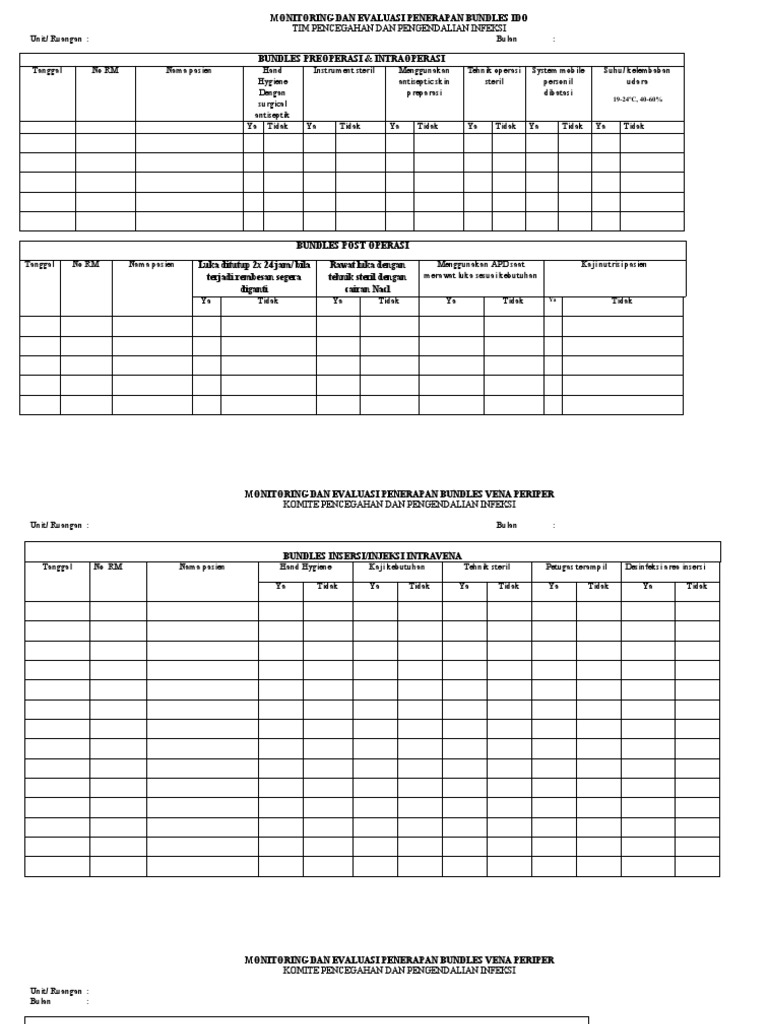 MONITORING DAN EVALUASI PENERAPAN BUNDLES IDO Vena Joang | PDF