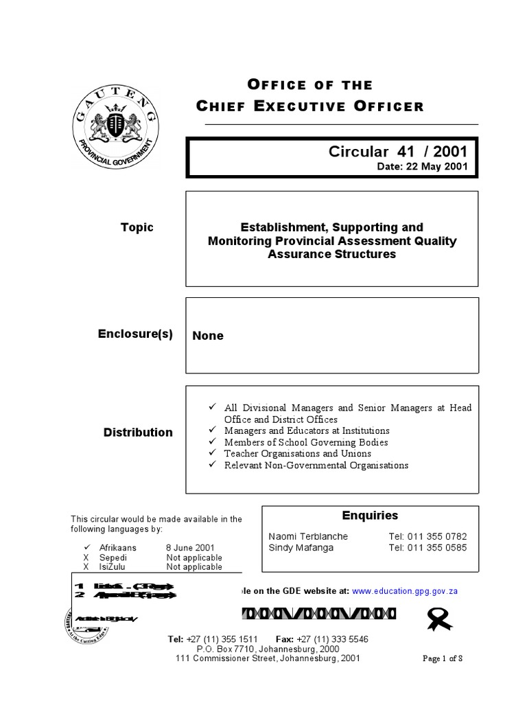 Circular 412001 | PDF | Educational Assessment | Learning