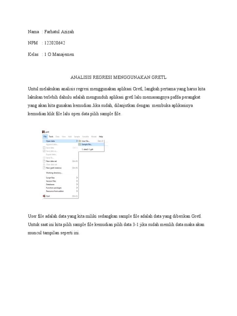 Analisis Regresi Menggunakan Gretl | PDF