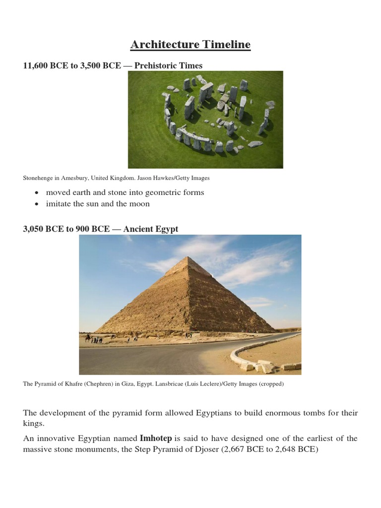 Architecture Timeline: 11,600 BCE To 3,500 BCE - Prehistoric Times ...
