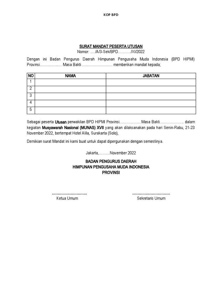 Format Surat Surat Mandat | PDF