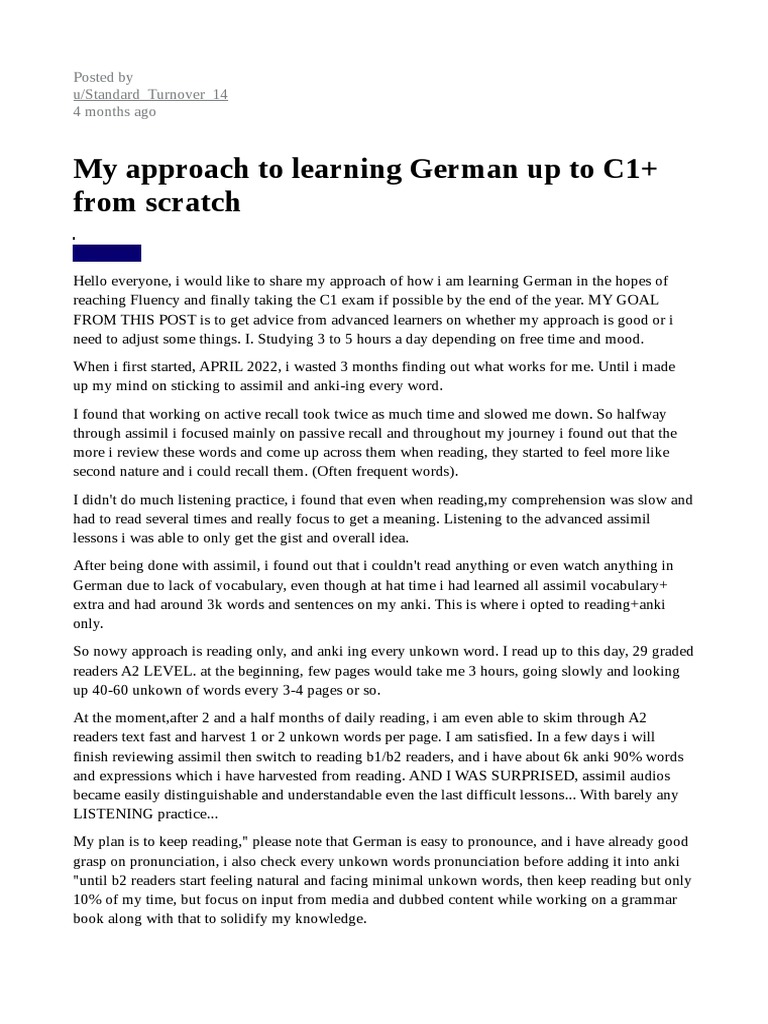 Learning German: C1 Journey Insights | PDF | Vocabulary | Accent ...