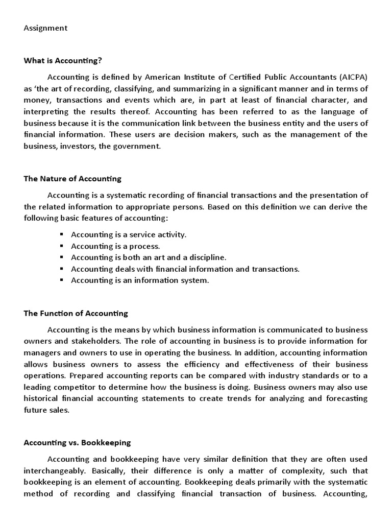 Assignment 1 FABM1 | PDF