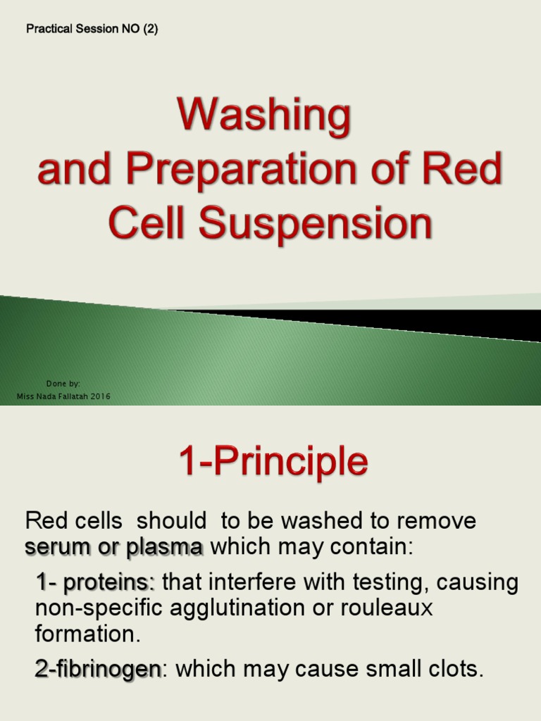 2-Washing and Preparation of Red Cell Suspension | PDF