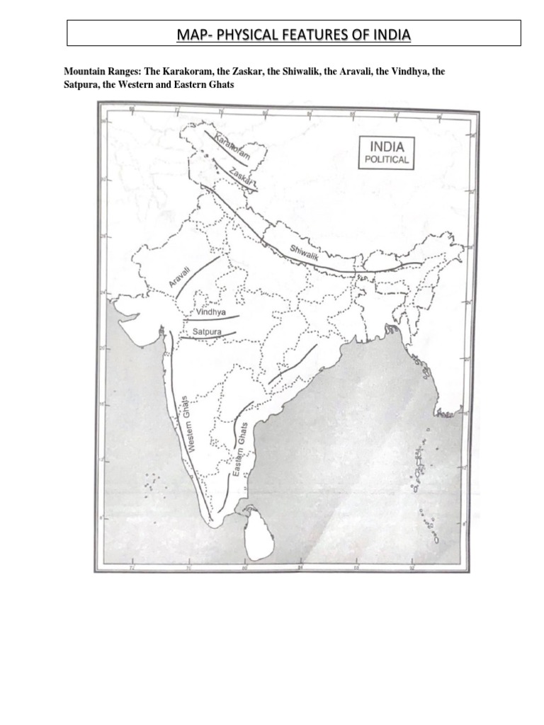 OOS - 2023-24 - Grade9 - PHYSICAL FEATURES OF INDIA - MAP | PDF