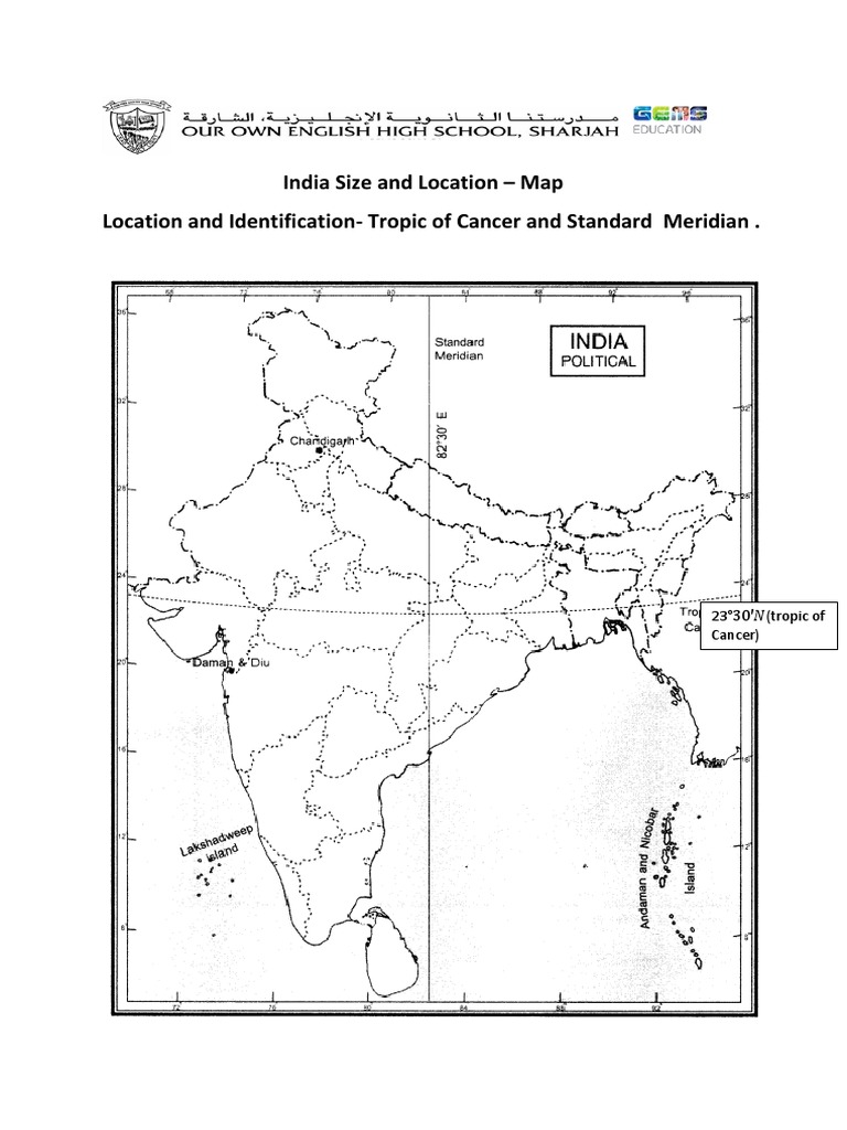 OOS - 2023-24 - 9 - India Size and Location - of - Geography - Map | PDF