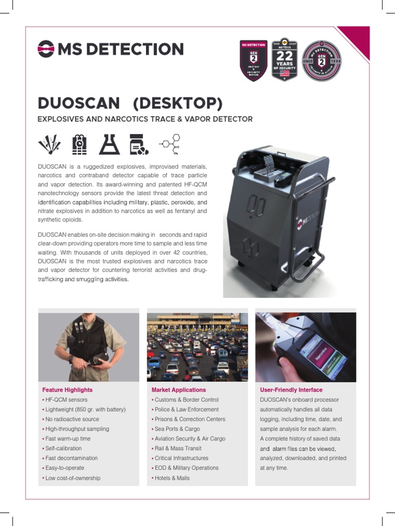 Duoscan (Desktop) : Explosives and Narcotics Trace & Vapor Detector | PDF