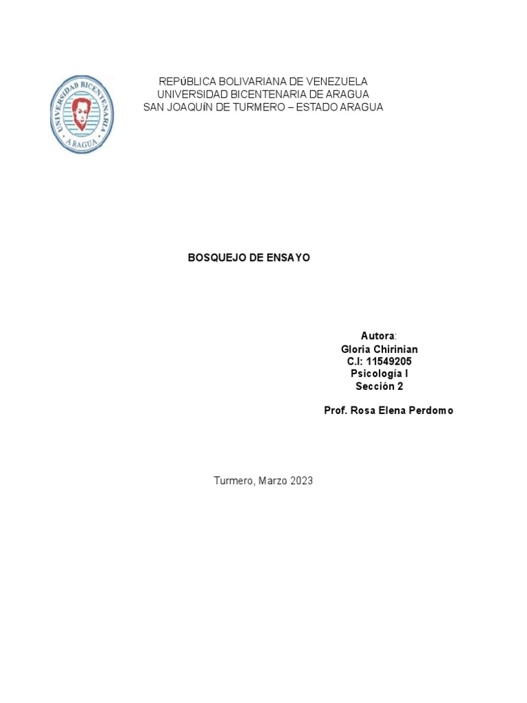 ESQUEMA bOSQUEJO DE ENSAYO 2 | PDF