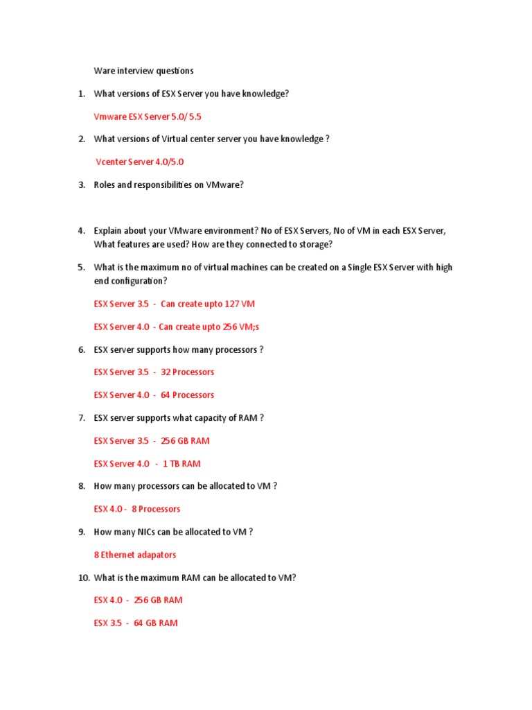 VMware Interview Questions V2.0 | PDF | Virtualization | Virtual Machine