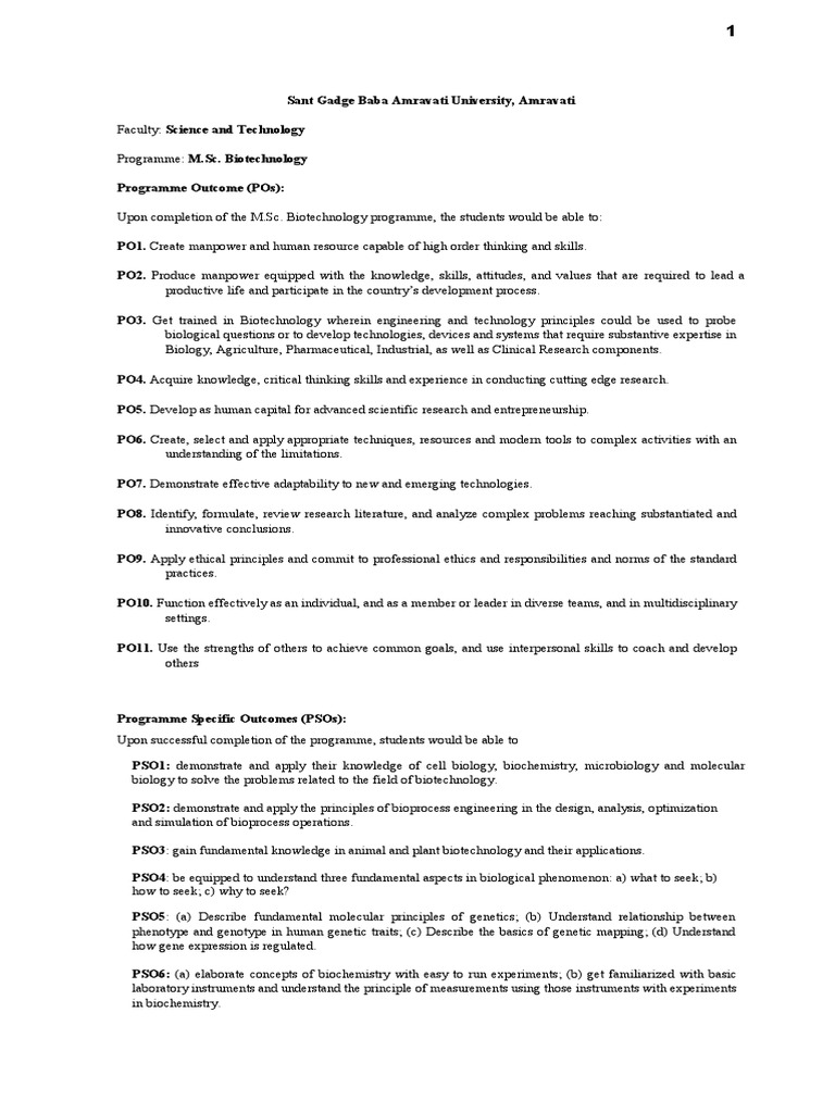 M SC Biotechnology Syllabus&Scheme | PDF | Enzyme | Metabolic Pathway