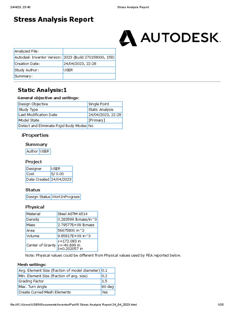 Stress Analysis Report - ING Ve | PDF | Physics | Applied And Interdisciplinary Physics
