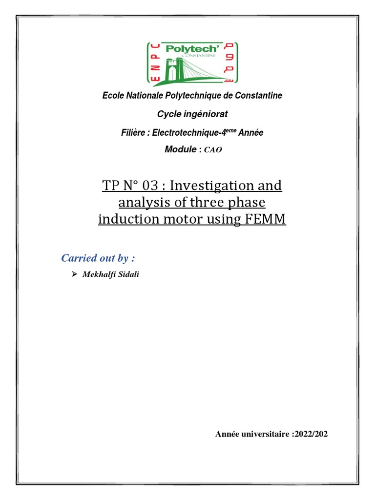 Compte Rendu TP CAO | PDF | Electric Motor | Electrical Equipment