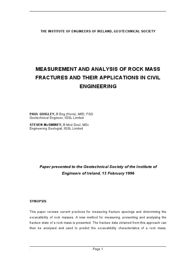 Geo Technical Coring Rock Mass Paper | PDF