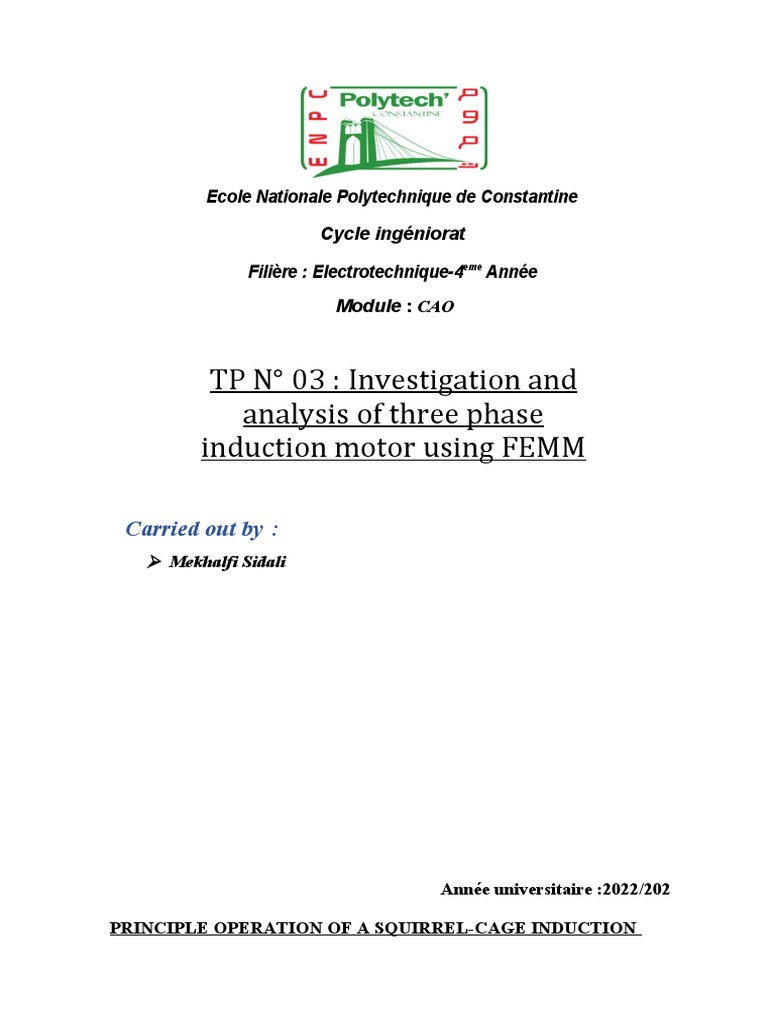 Compte Rendu TP CAO | PDF | Electric Motor | Applied And Interdisciplinary Physics