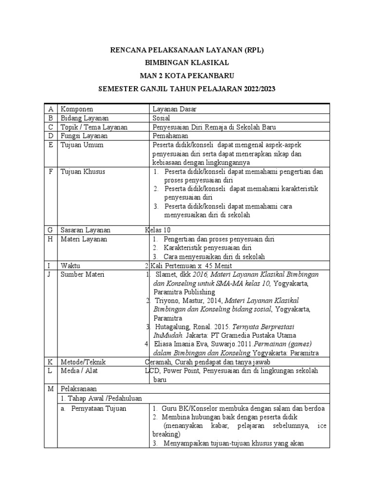 RPL 1 Penyesuaian Diri | PDF