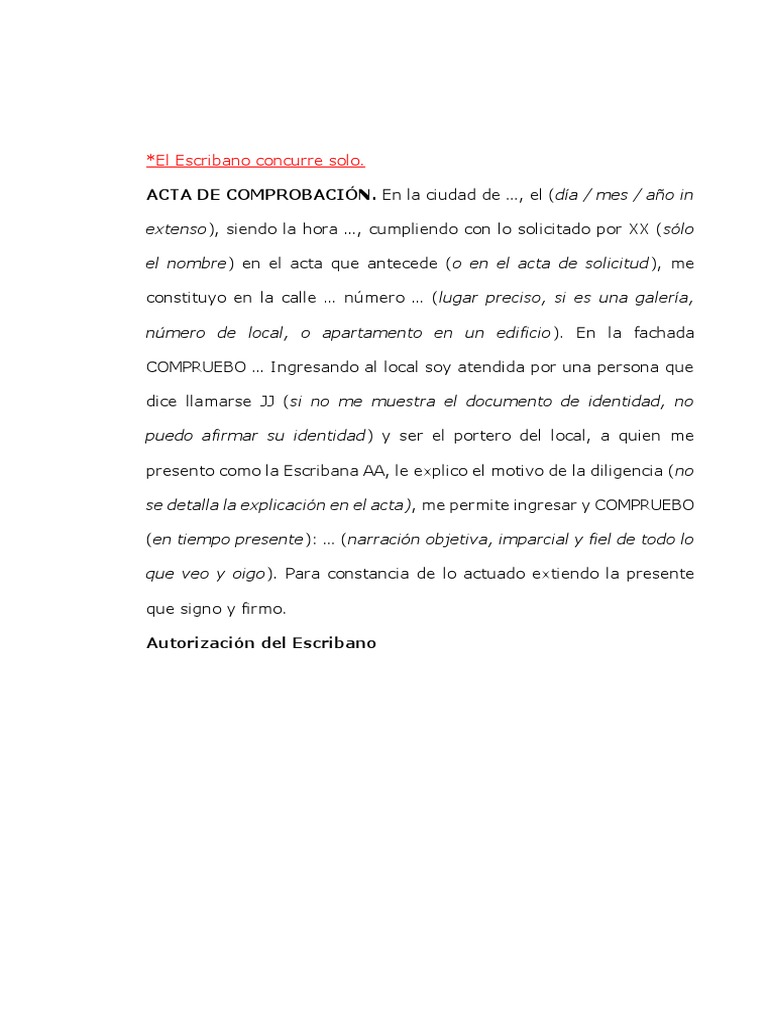 ACTA DE COMPROBACIÓN | PDF