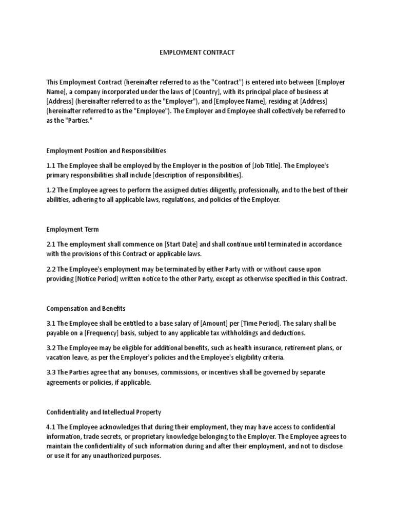 Employment Contract Details | PDF | Employment | Confidentiality