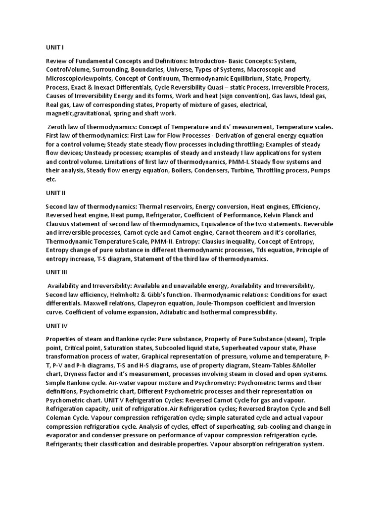 Thermodynamics Syllabus | PDF | Thermodynamics | Entropy