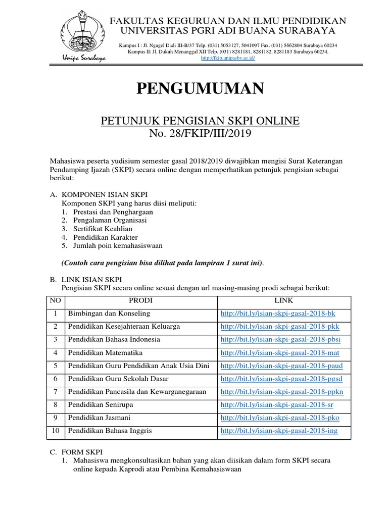 Panduan Pengisian SKPI Online UPG | PDF