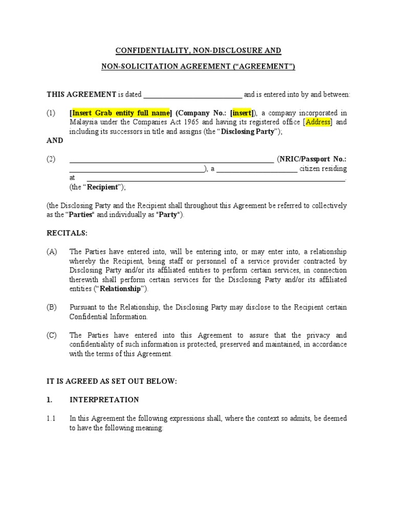 NDA - Individual - Malaysia | PDF | Business