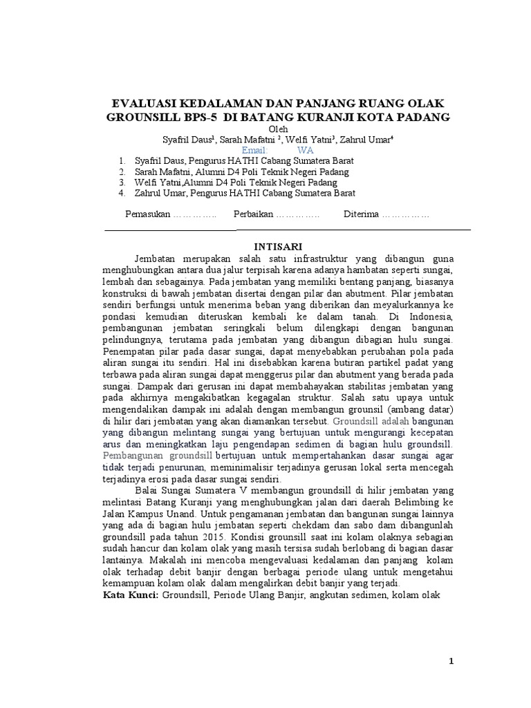Evaluasi Kolam Olak Groundsill BPS-5 | PDF