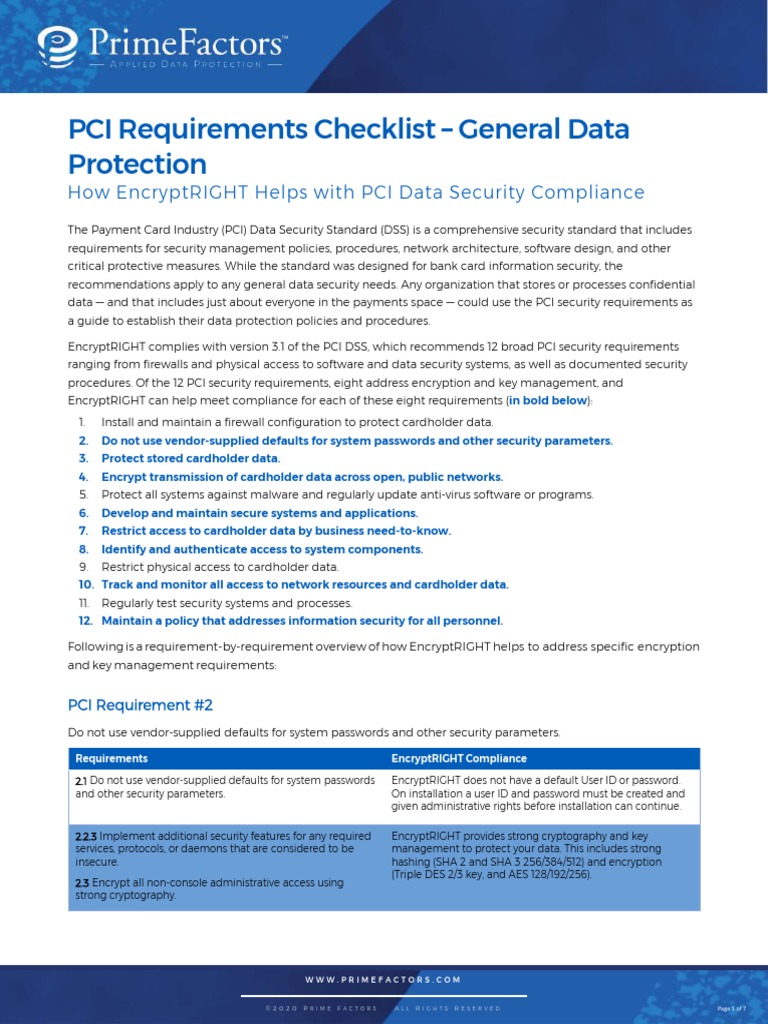 PF-EncryptRIGHT PCI-Check List | PDF