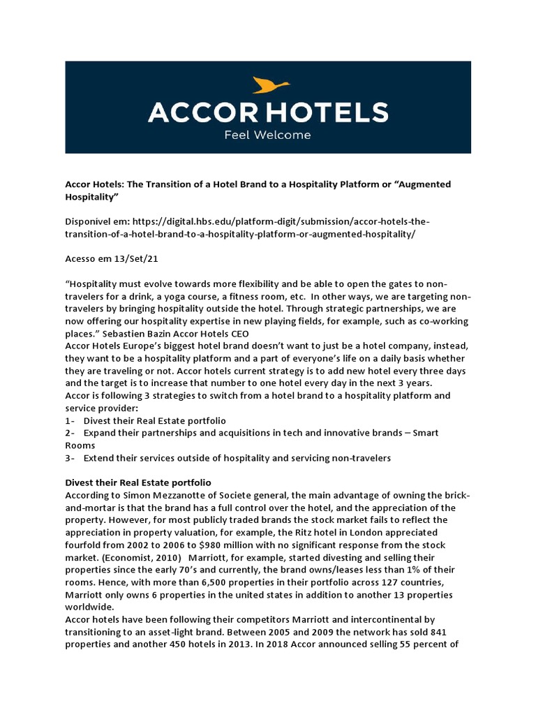 Accor Hotels Transition | Download Free PDF | Business | Economies