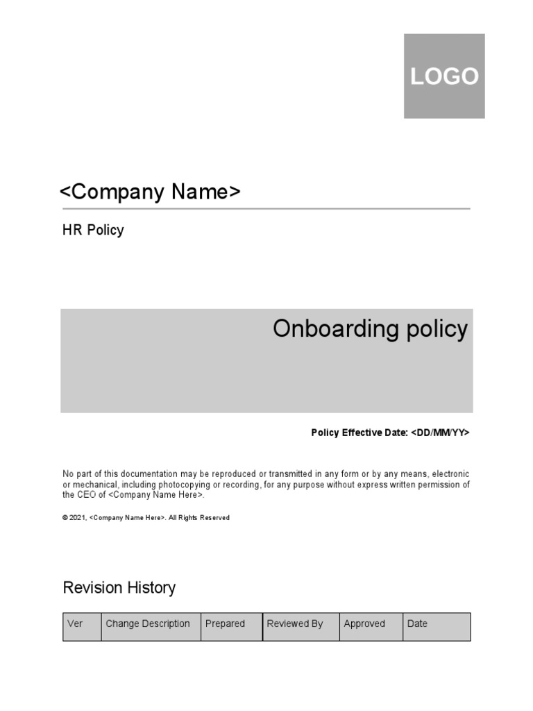 Onboarding Policy | PDF | Business