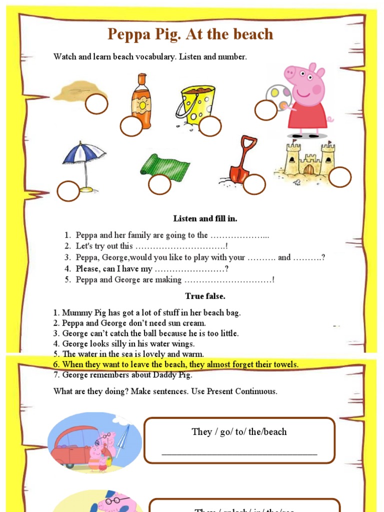 Peppa Pig's Beach Adventure | PDF | Foreign Language Studies