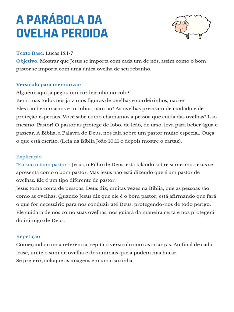A Parábola Da Ovelha Perdida | PDF | Jesus | Pecado