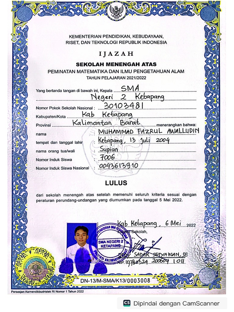 Ijazah SMA | PDF