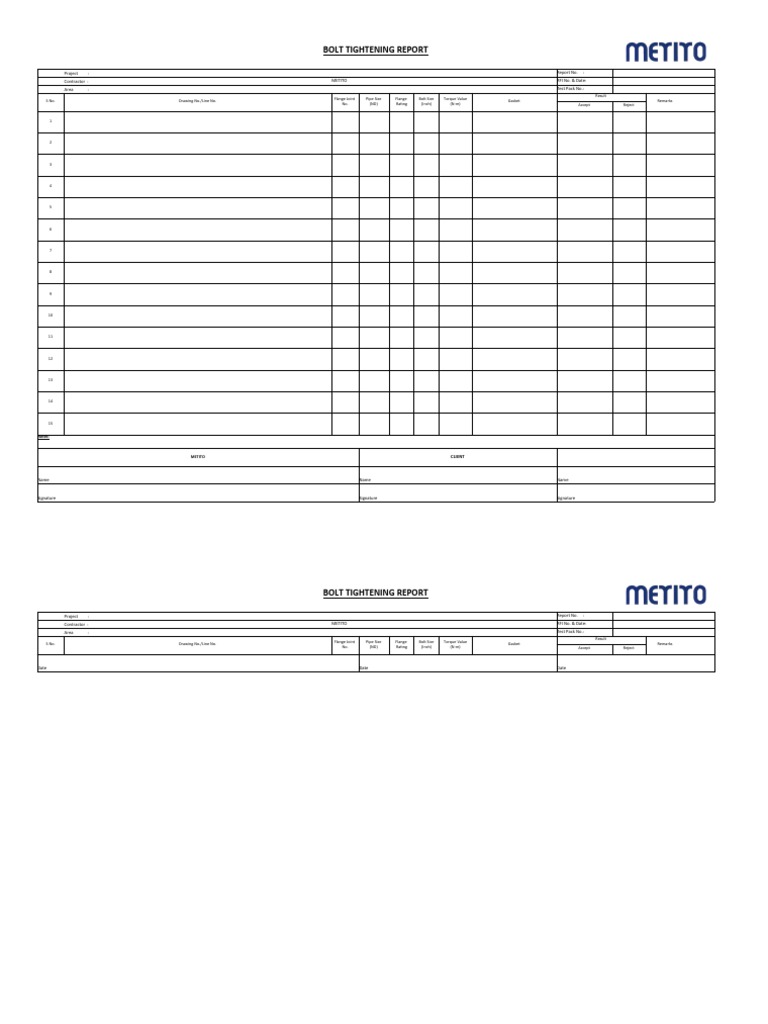 Bolt Tightening Report | PDF | Physical Sciences | Building Materials