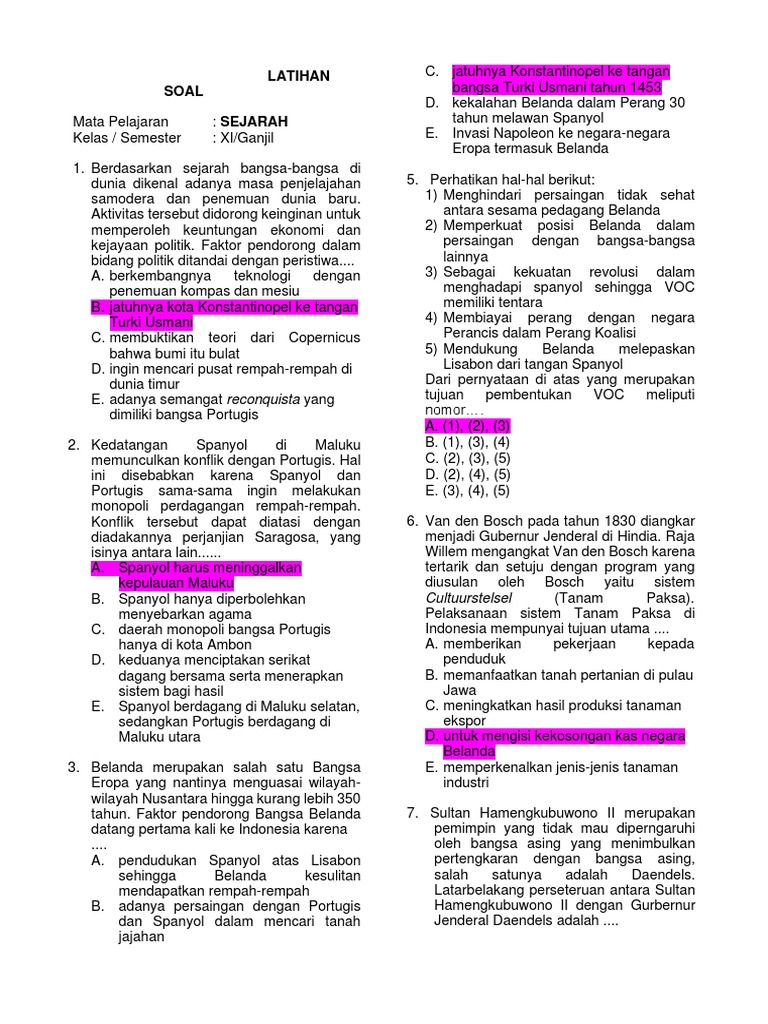 Latihan Soal Sejarah | PDF
