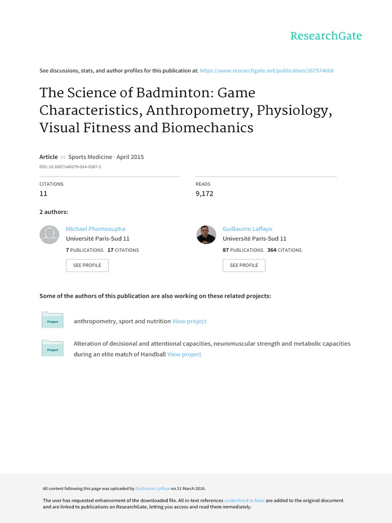 The Science of Badminton Efort, Prezentare, Pregatire | PDF