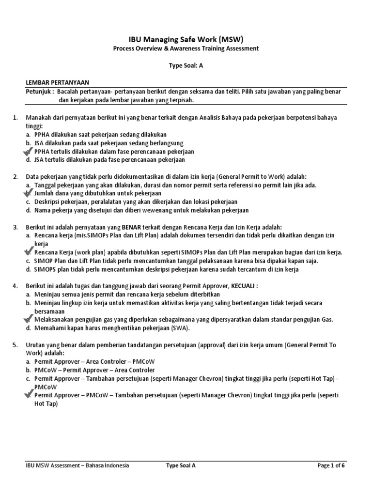 MSW Test - Type A + Answer | PDF