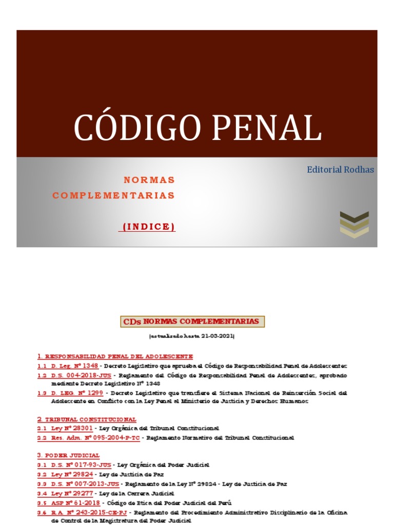 CD-CP Normas Complem 2021 (Codigo Penal) | PDF