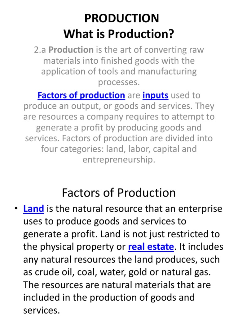 Chapter No 2 PRODUCTION | PDF | Factors Of Production | Capital (Economics)