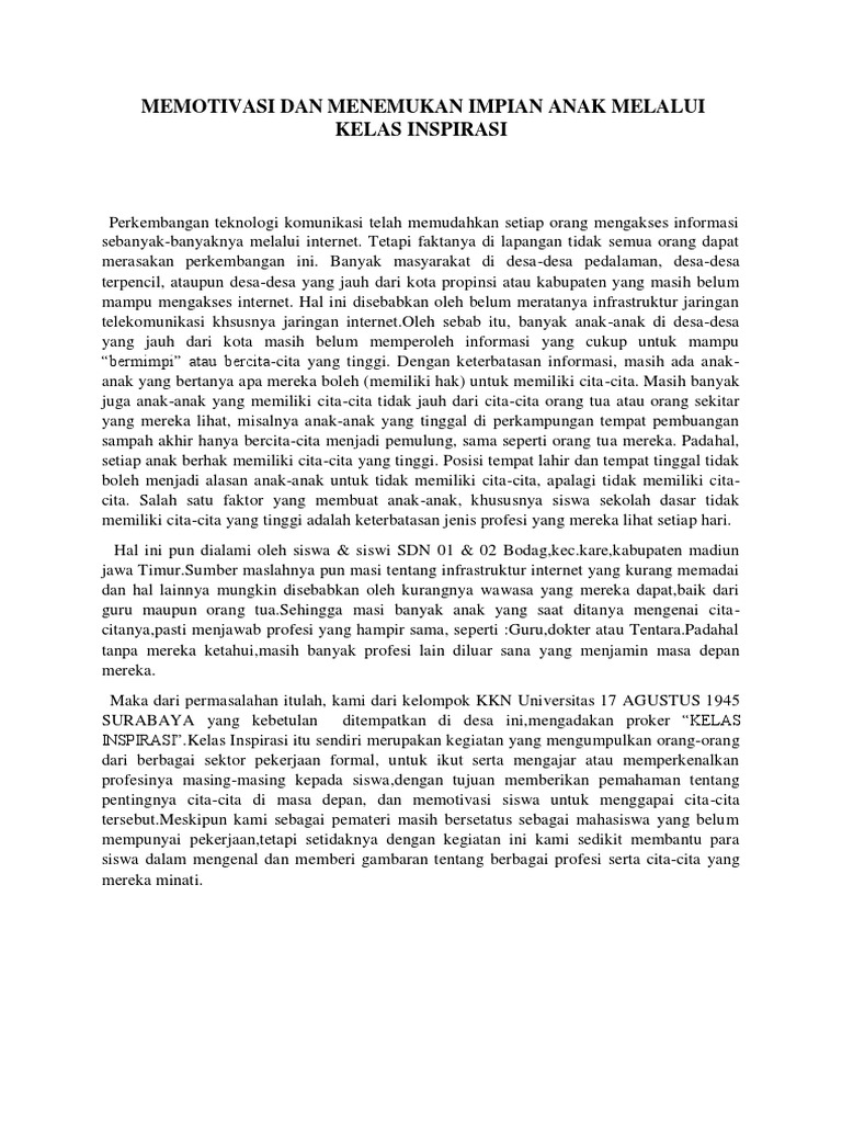 Menemukan Impian Anak Melalui Kelas Inspirasi | PDF