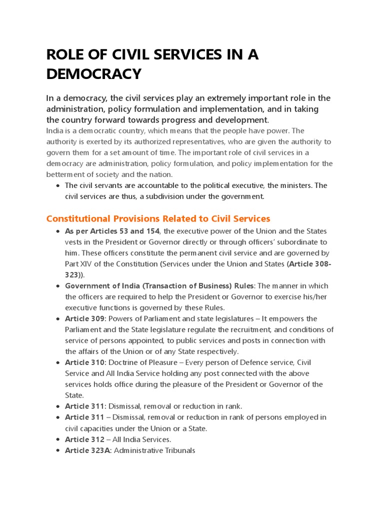Role of Civil Services in Democracy | PDF | Civil Service | Democracy