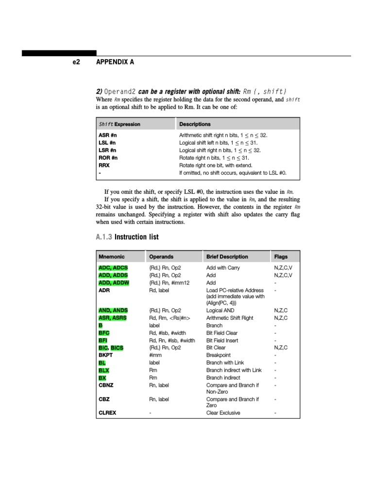 ARM Instruction Set Guide | PDF