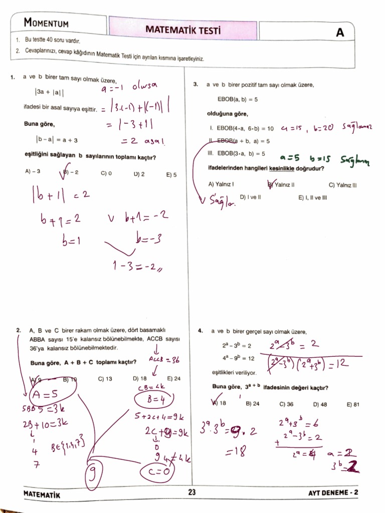 Apotemi Momentum Deneme | PDF
