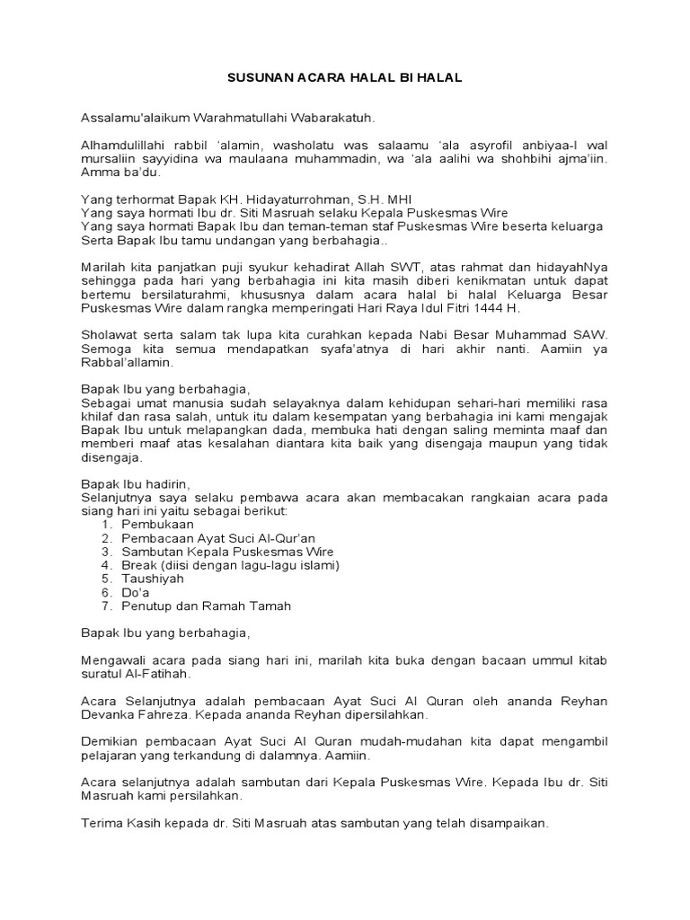 Susunan Acara Halal Bi Halal | PDF | Agama & Spiritualitas | Gaya Hidup