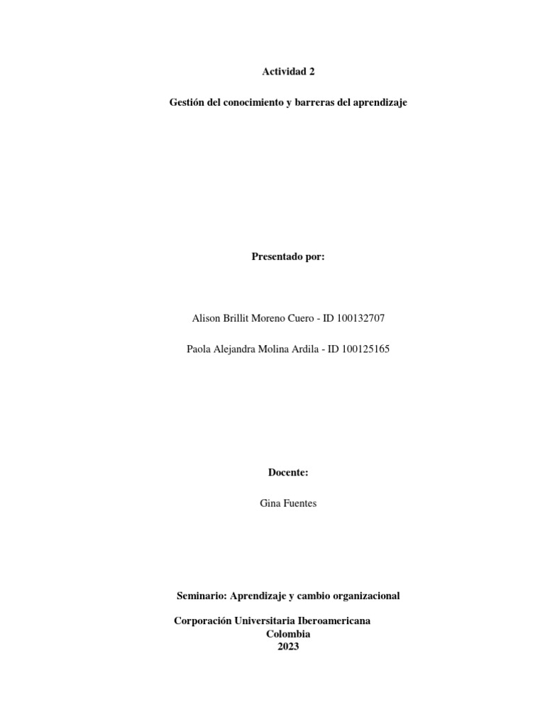Actividad 2. Mentefacto Gestion Del Conocimiento y Barreras de Aprendizaje | PDF