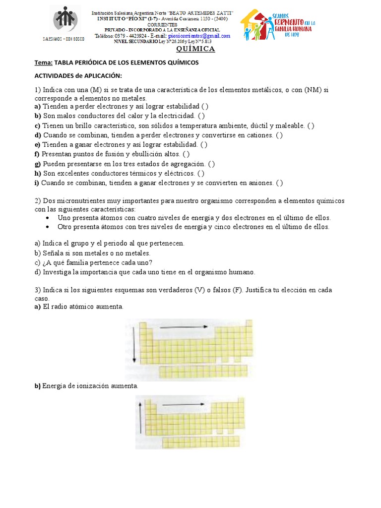 Actividad Tabla Periódica | PDF
