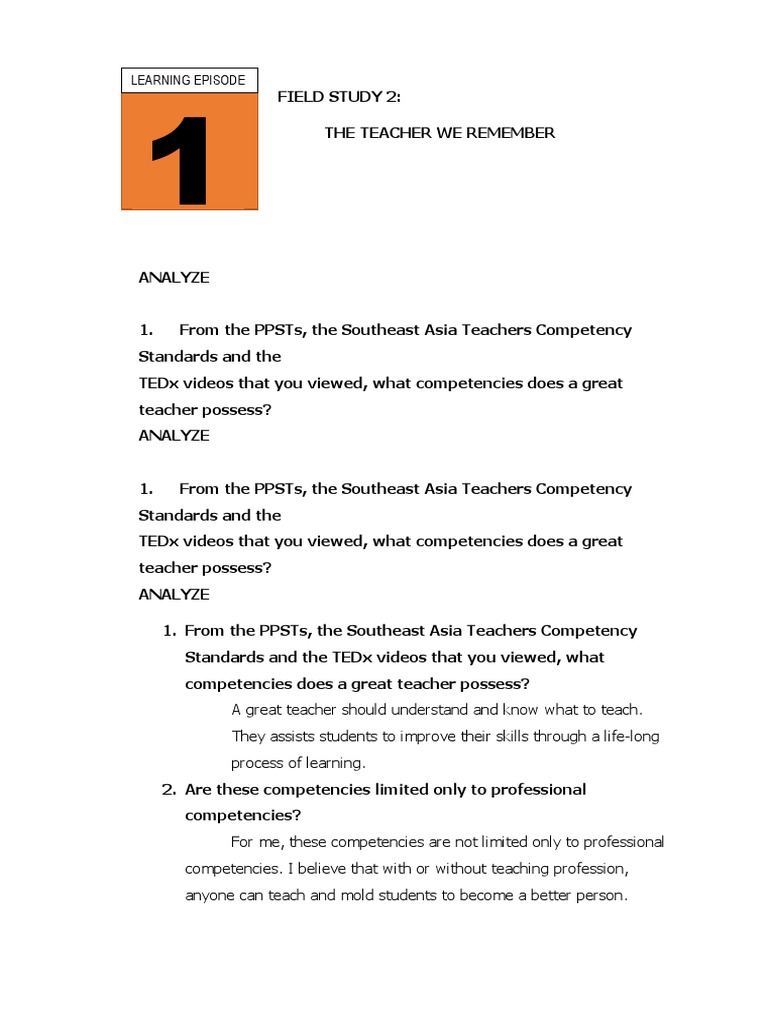 Field Study 2-Le 1-2 | PDF | Reading Comprehension | Teachers