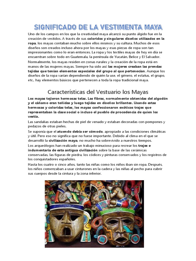 Vestimenta Tradicional de los Mayas | PDF | Ropa | Civilización maya